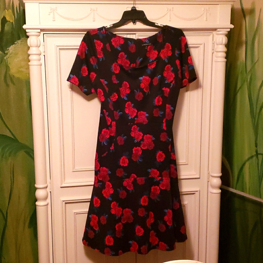 Gorgeous Black And Red Rose Cocktail Dress - Gem